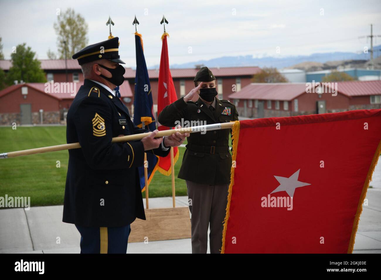 Brig. Gen. Charlene Dalto salutes her one-star flag after being ...