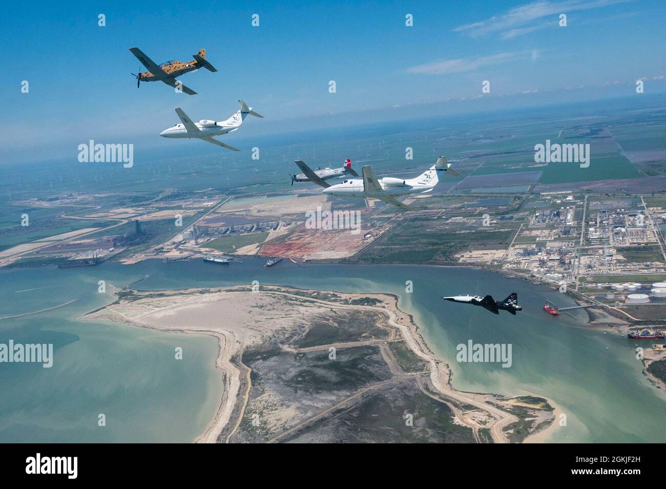 A six-ship dissimilar formation consisting of two T-1A Jayhawks, two T ...