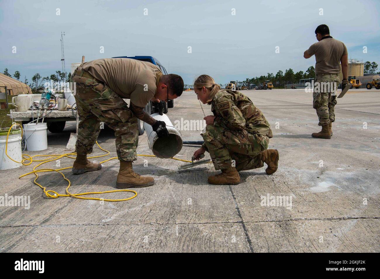 Multi-capable Airmen from the 4th Air Base Squadron use concrete to ...