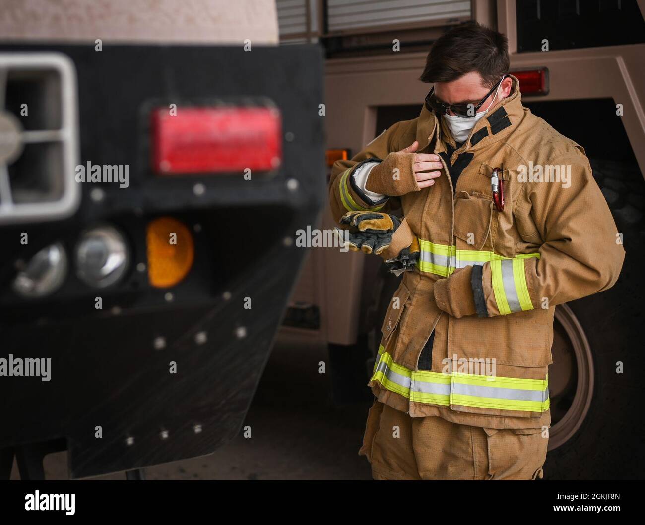 Senior Airman Tyler Zagarella, a firefighter assigned to the 386th ...
