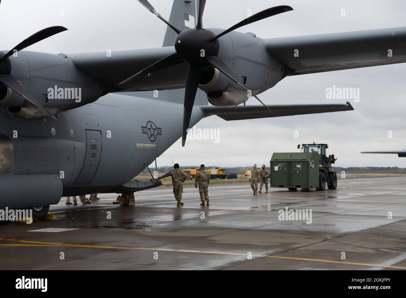 Airmen with the 35th Logistics Readiness Squadron load flight line ...