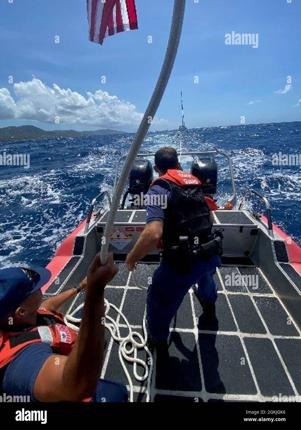 A Coast Guard Boat Forces Detachment Saint Croix crew, aboard a 33-foot ...
