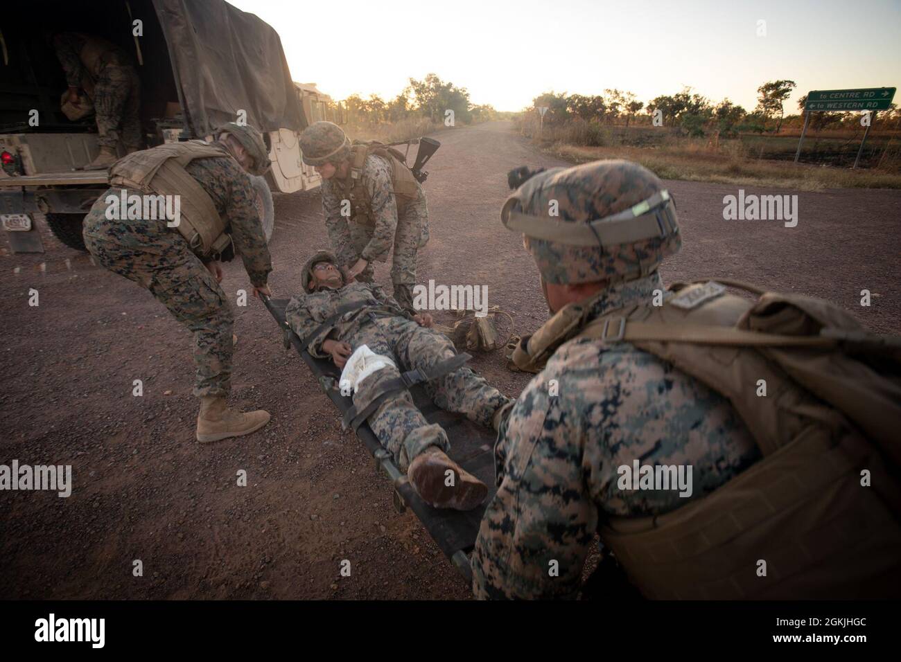 U.S. Navy Corpsmen and U.S. Marines with Marine Rotational Force ...
