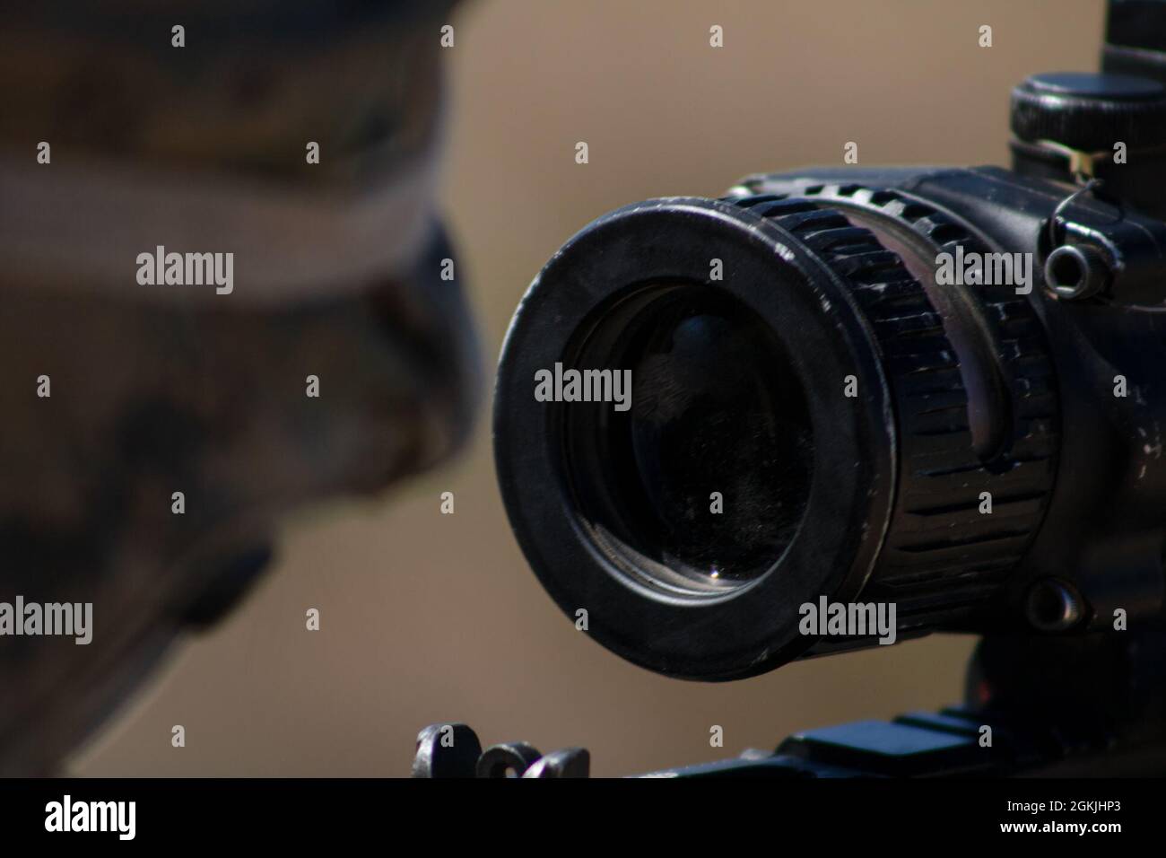 A U.S. Marine with Marine Rotational Force - Darwin looks down the ...