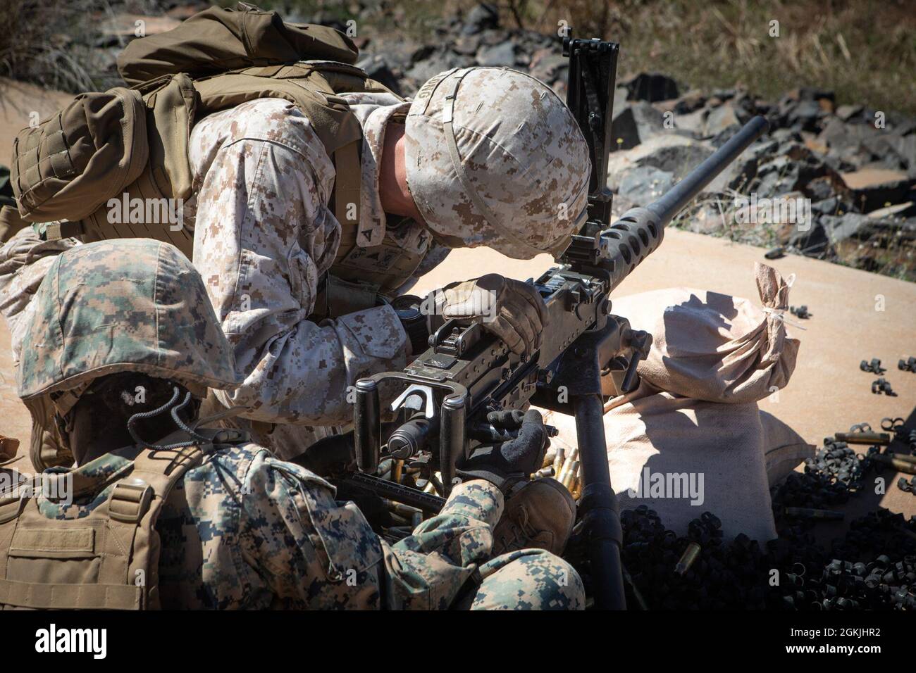 U.S. Marines with Marine Rotational Force – Darwin clear the tray of a ...