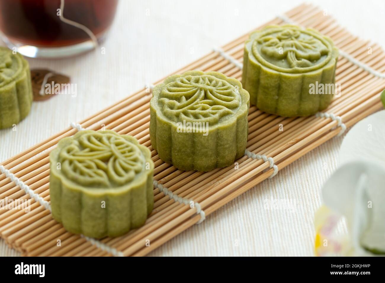 Traditional Chinese matcha green tea mooncake Stock Photo - Alamy