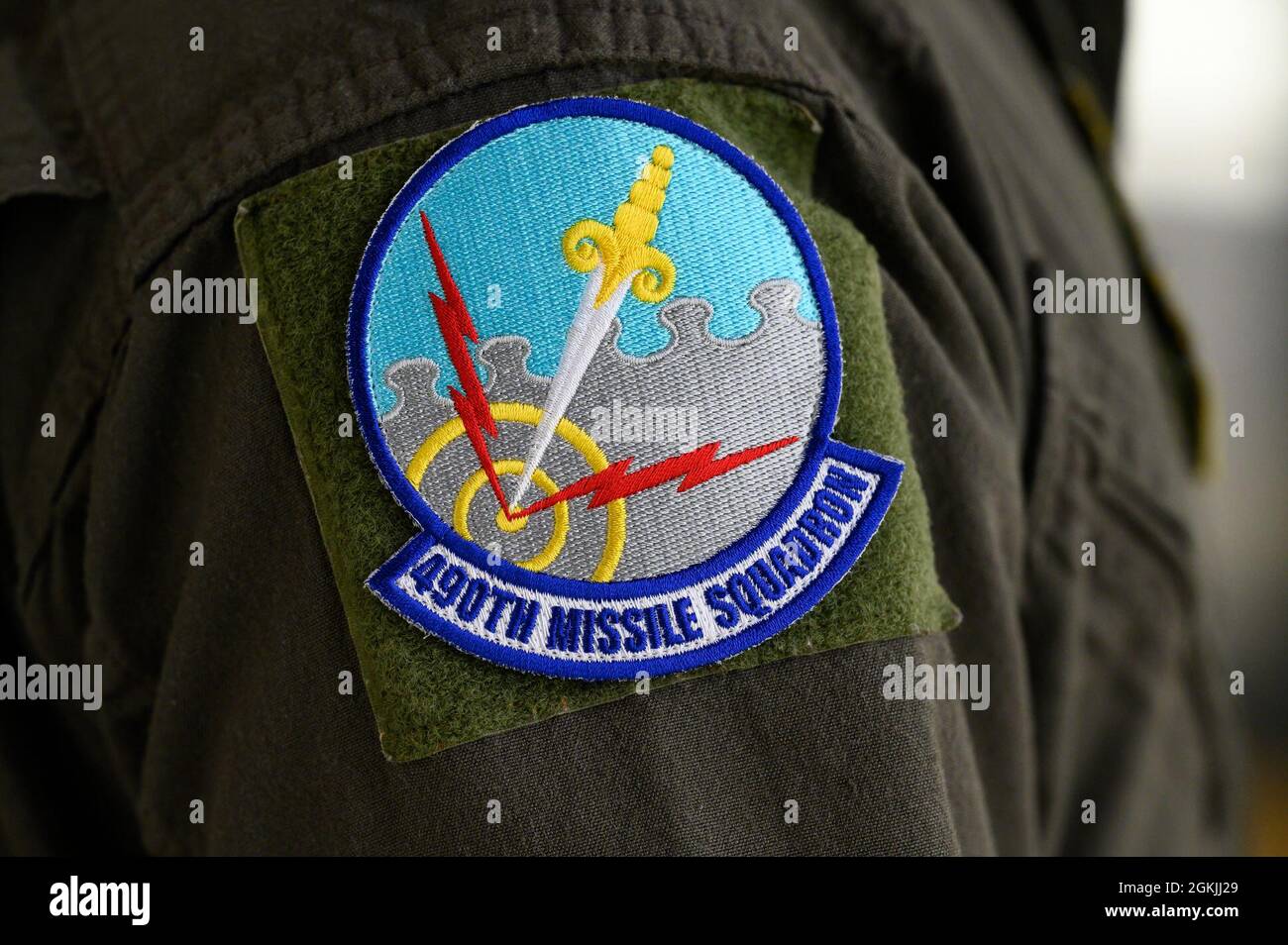 Pictured is a patch of the 490th Missile Squadron shield, May 4, 2021, at Malmstrom Air Force ...