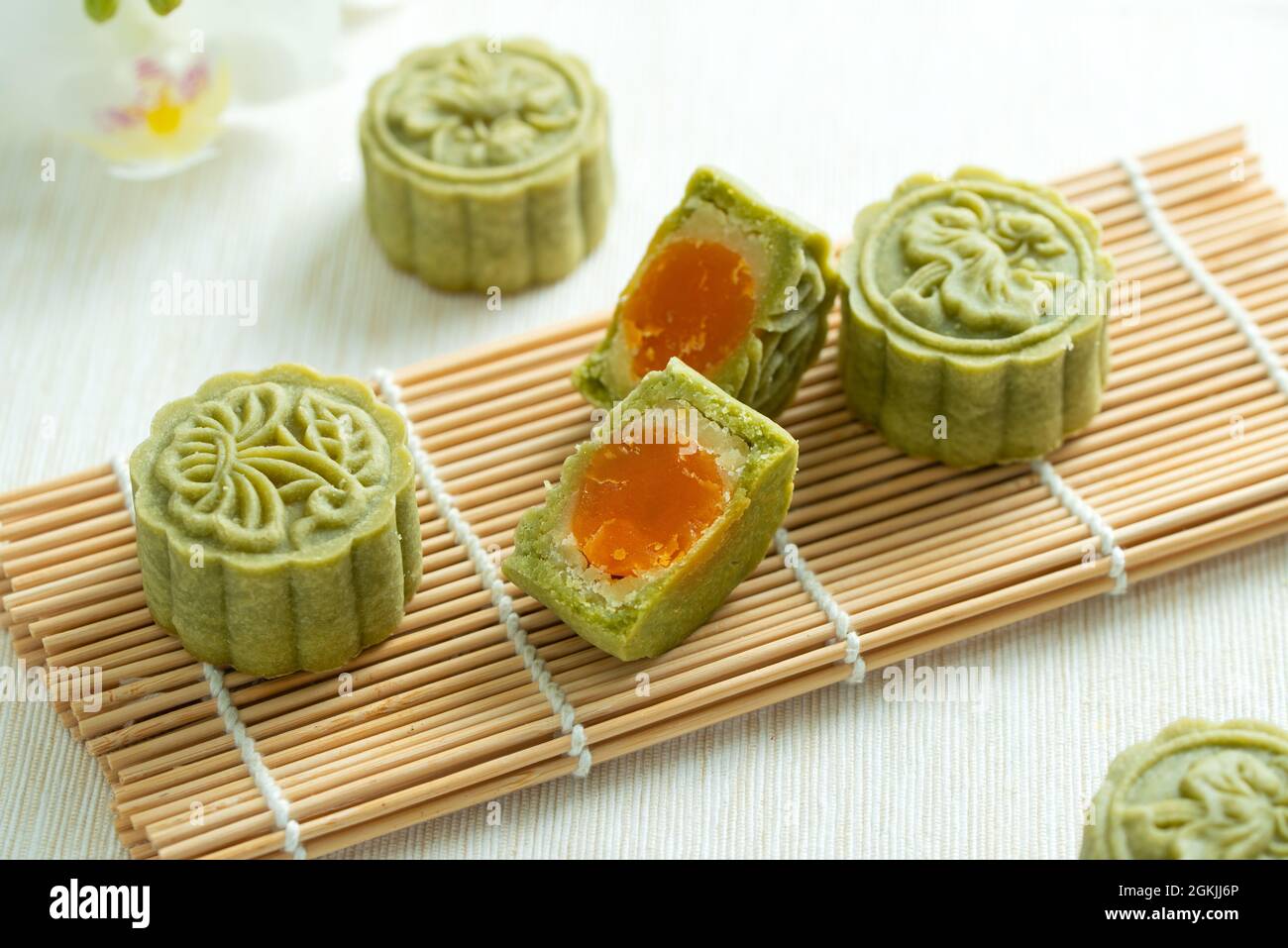 Traditional Chinese matcha green tea mooncake Stock Photo - Alamy
