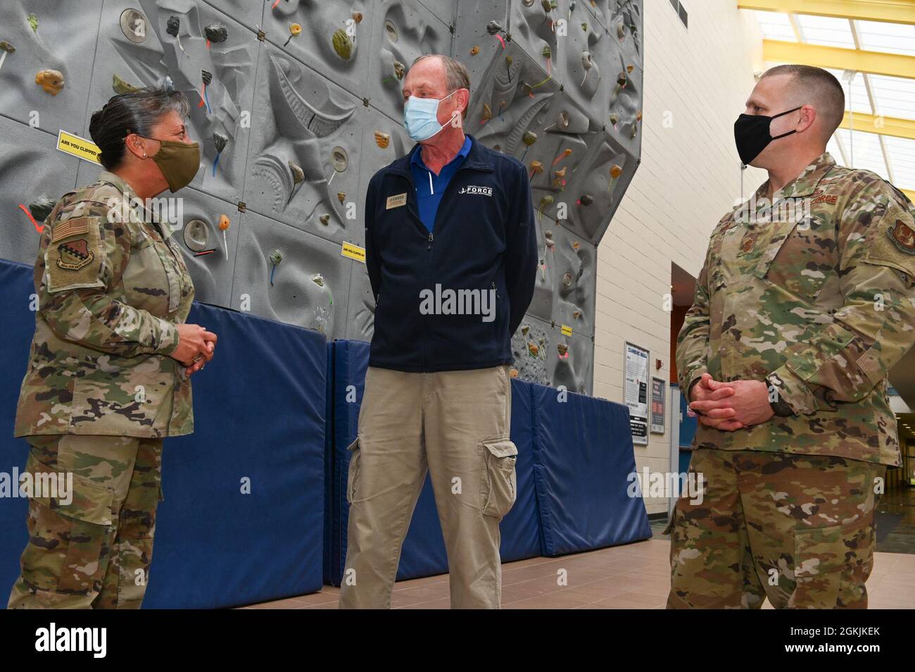 Col. Katrina Stephens, installation commander, speaks to Jerry Turnbow ...