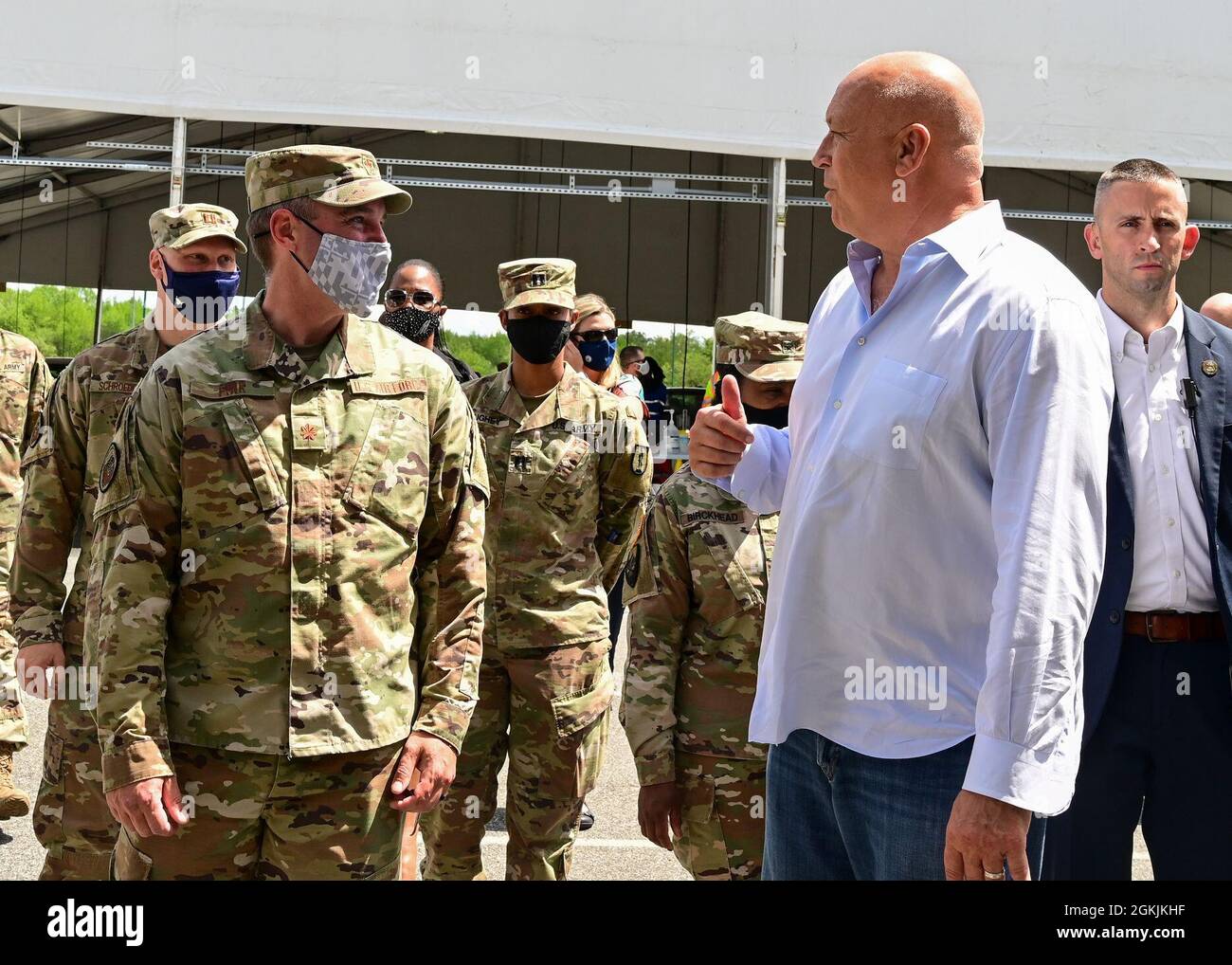 U.S. Air Force Maj. John Fink, Maryland Air National Guard, speaks with ...