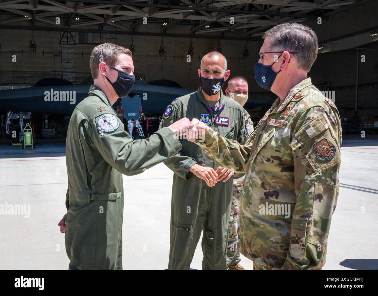 Maj. Matthew Gray, 419th Flight Test Squadron, greets Gen. Timothy Ray ...