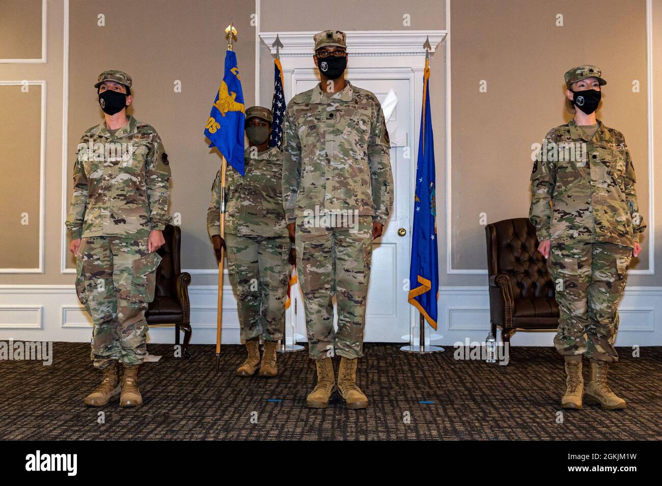 U.S. Air Force Airmen stand during a change of command ceremony at Shaw ...