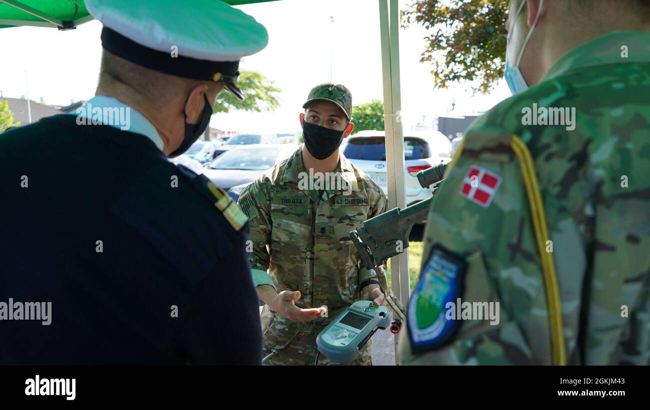 Rear Adm. Keith Smith, deputy commander, Atlantic Area, gives a tour of the Maritime Security ...