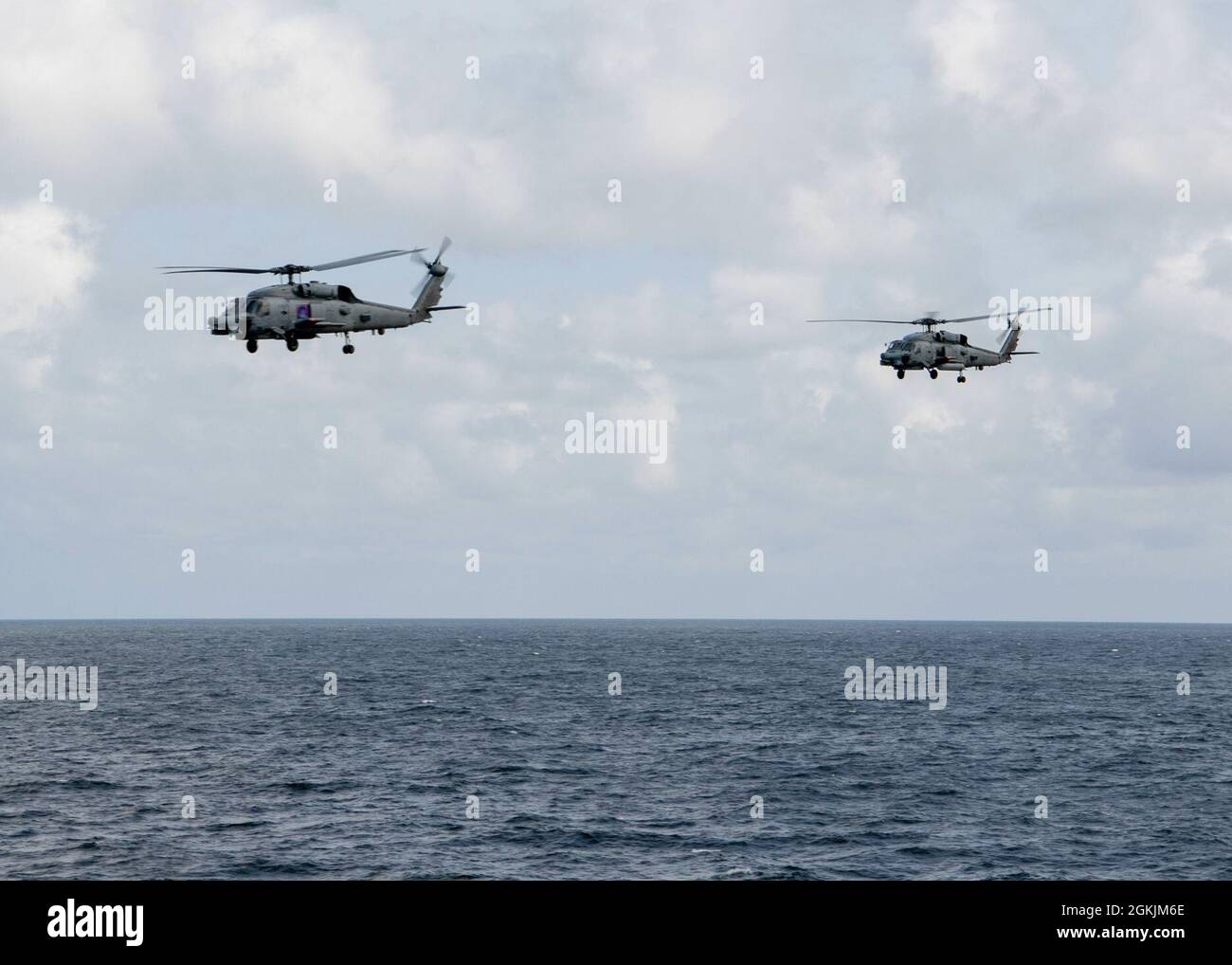 Two MH-60R Sea Hawks, assigned to the “Wolf Pack” of Helicopter ...