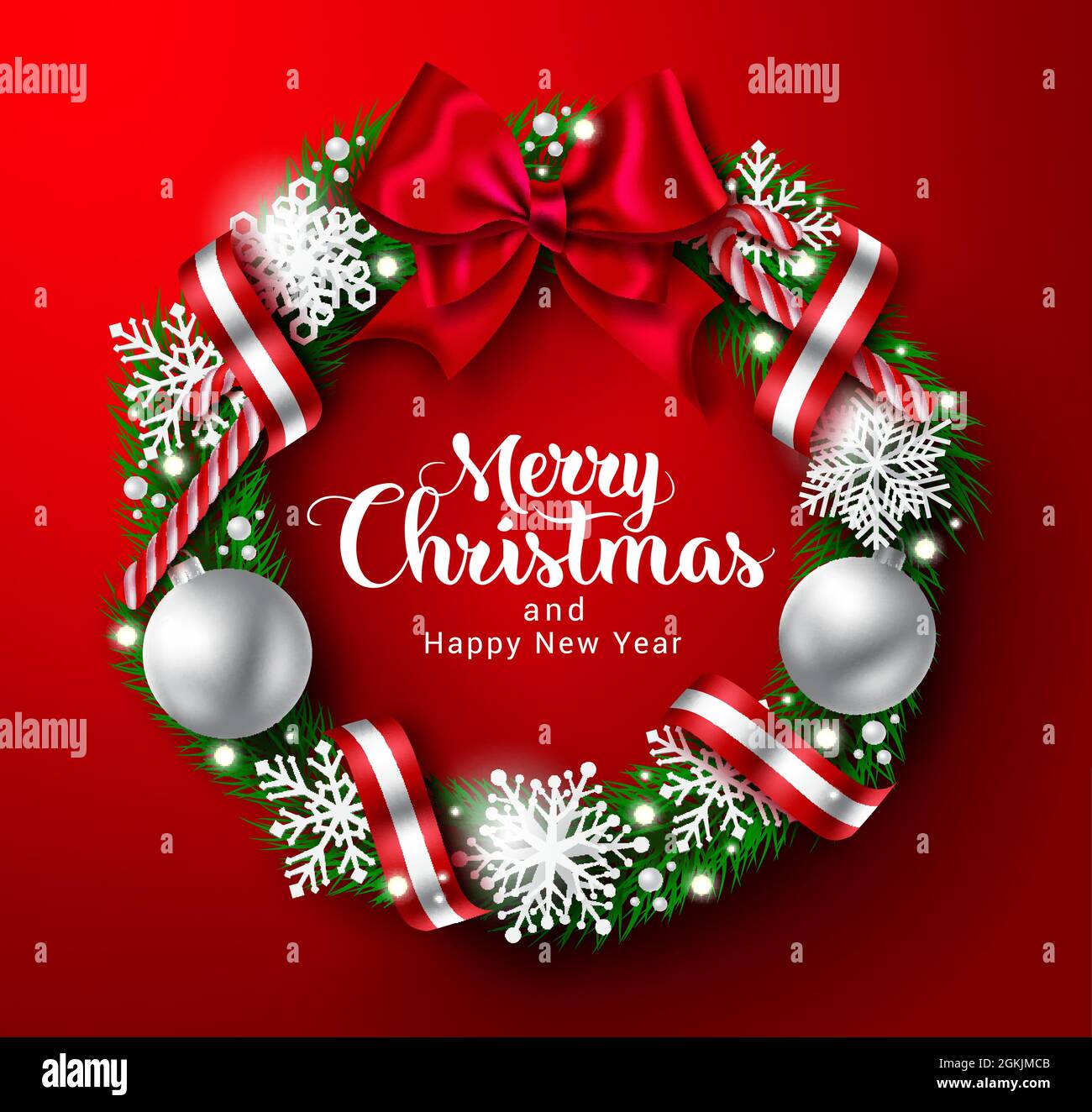 Christmas wreath vector design. Merry christmas text in wreath element ...