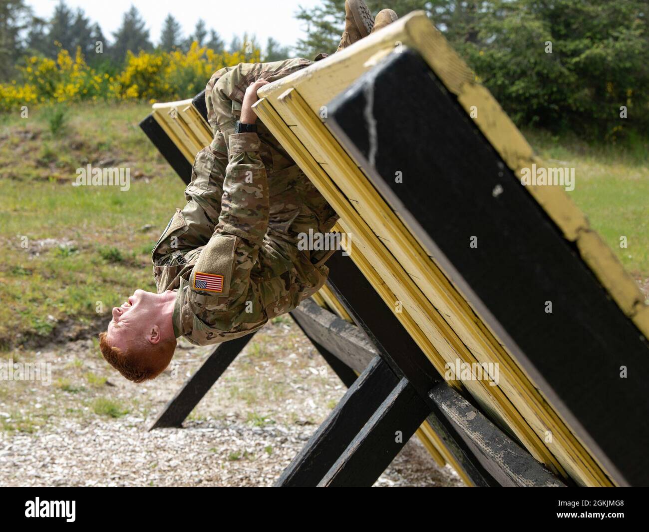 Idaho Army National Guard Cpl. Tyler Churchman attempts to complete the ...