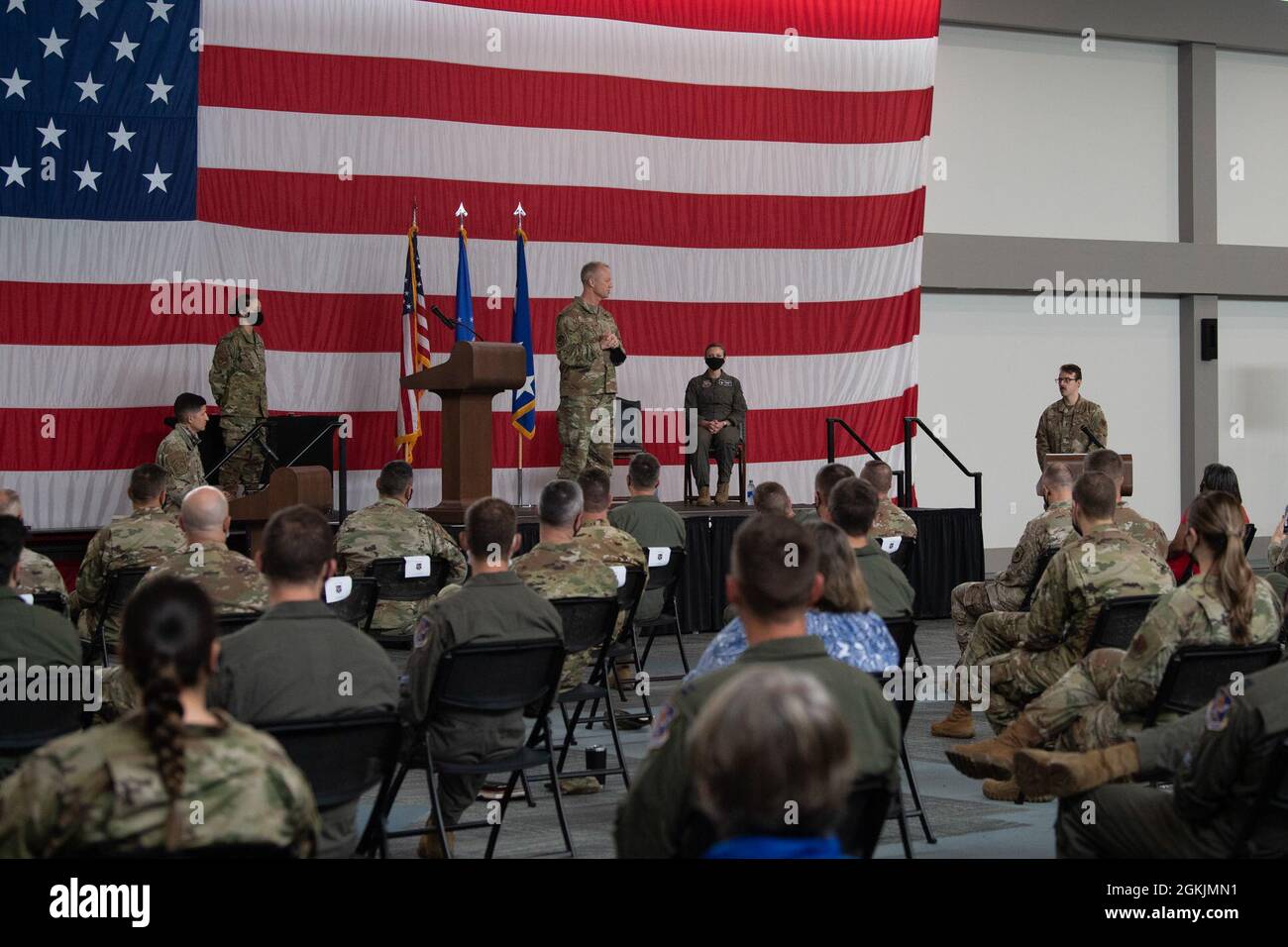 U.S. Air Force Gen. Mark Kelly, commander of Air Combat Command, gives ...