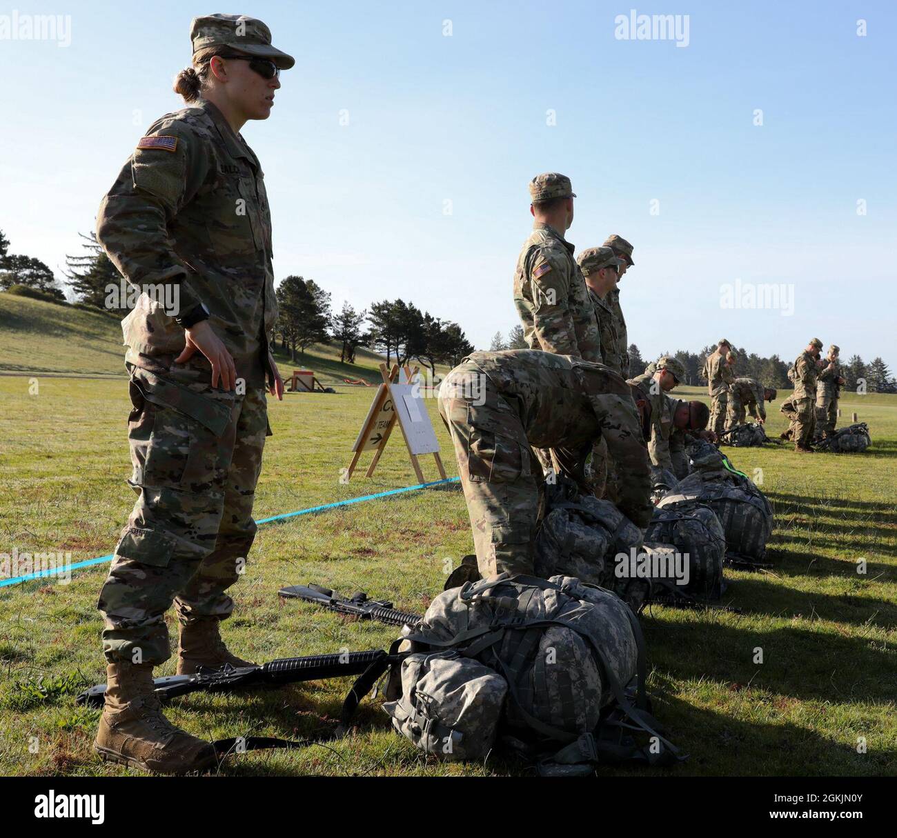 U.S. Army National Guard soldiers wait by their gear during the Region ...
