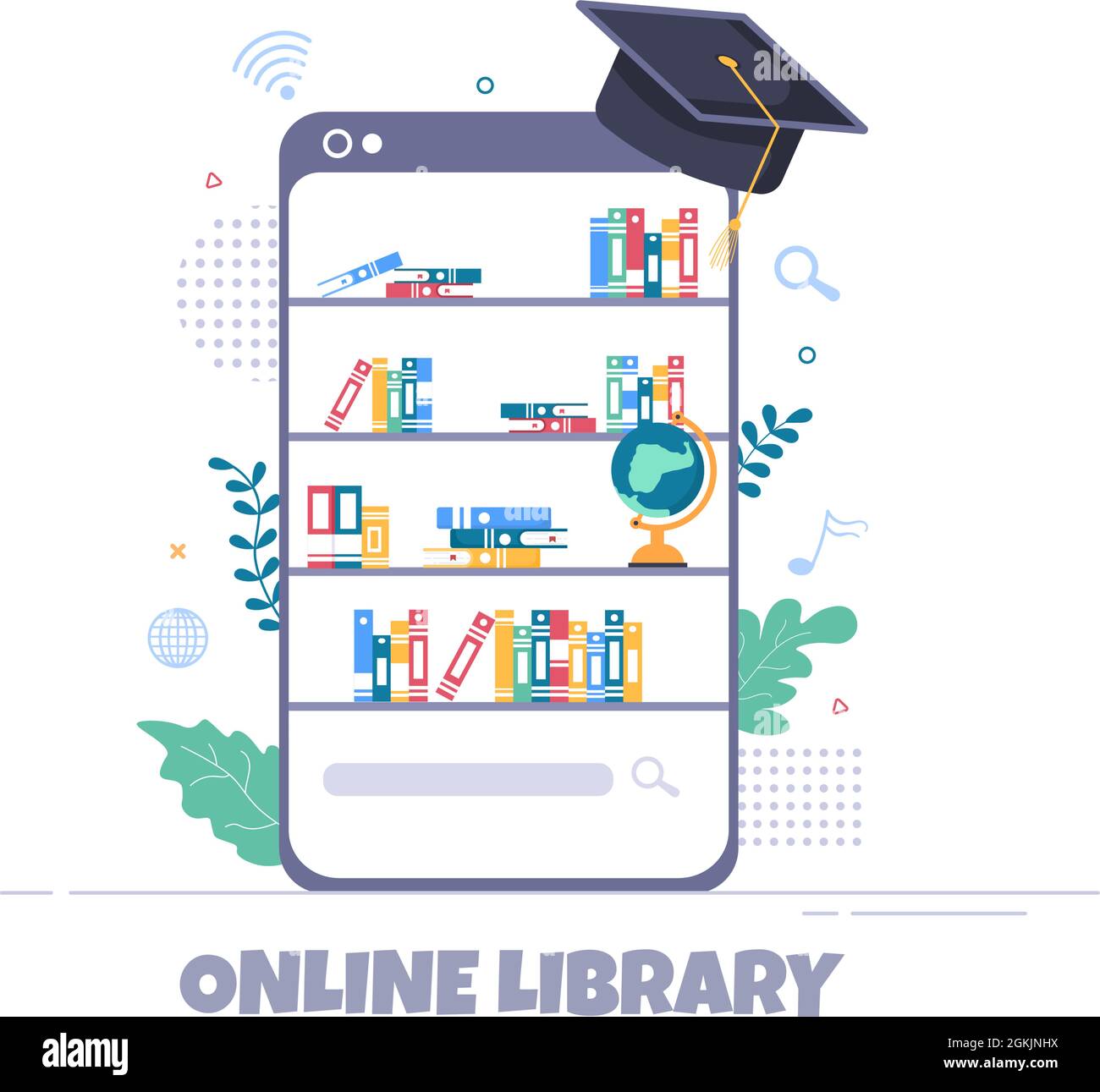 Online Library Digital Education Background with Distance Learning ...