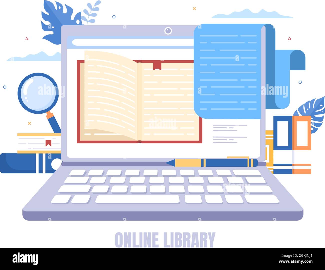 Online Library Digital Education Background with Distance Learning ...