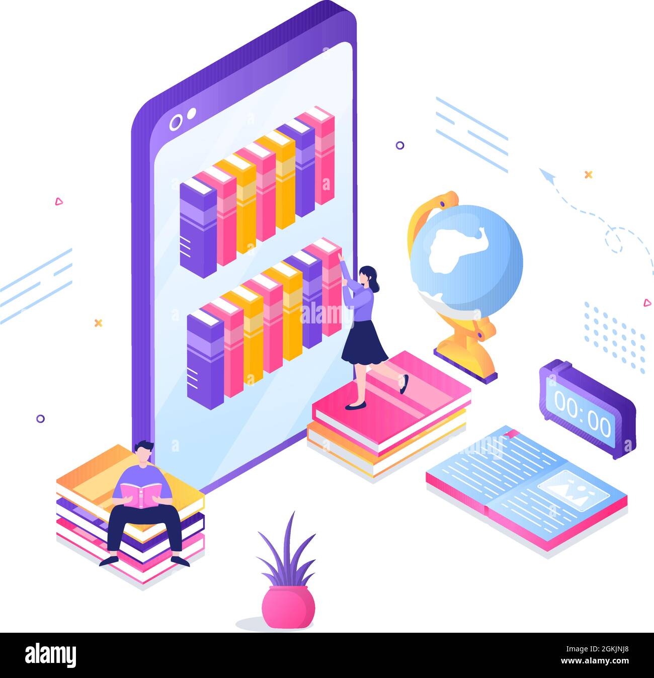 Online Library Digital Education Background with Distance Learning ...