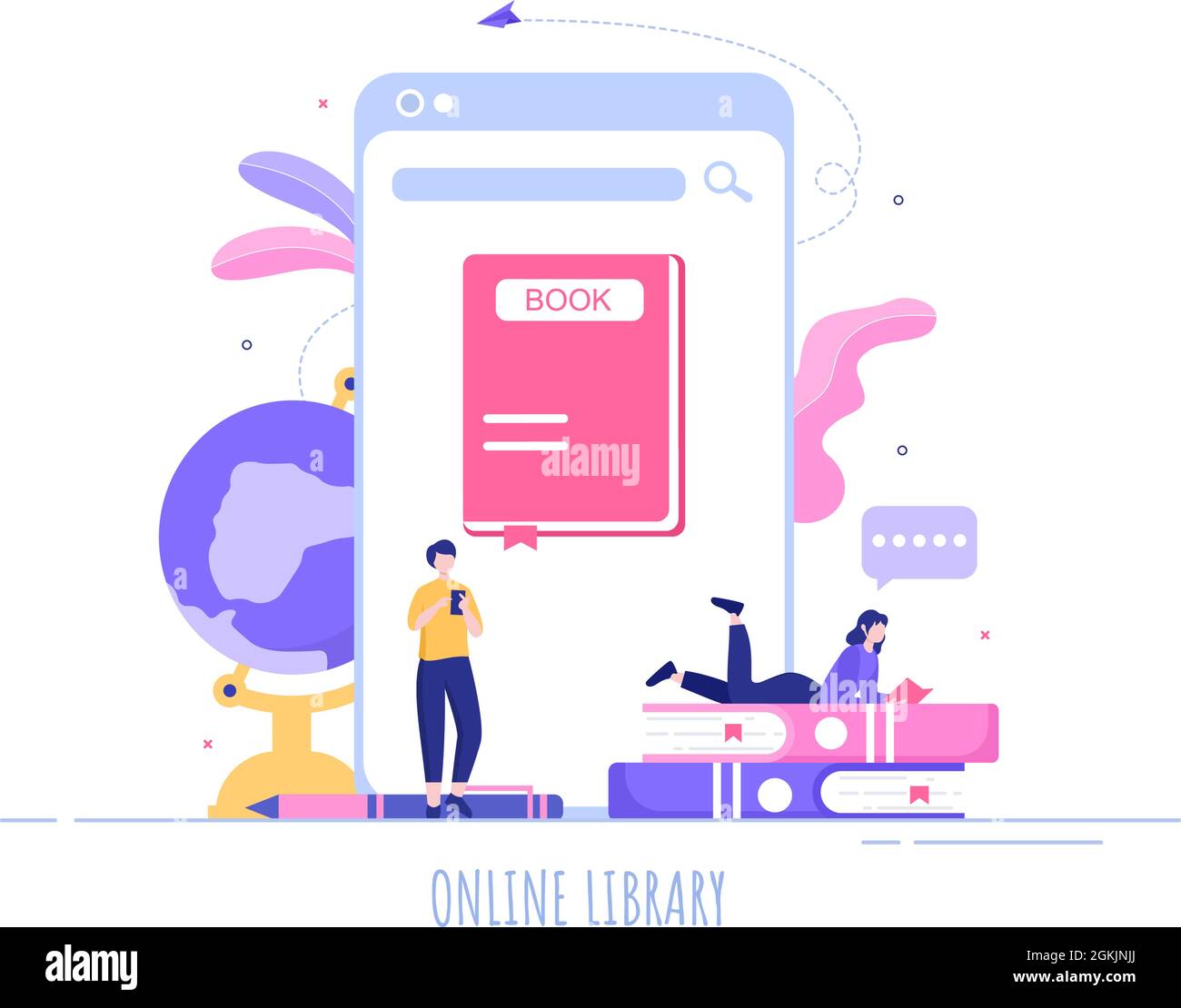 Online Library Digital Education Background with Distance Learning ...