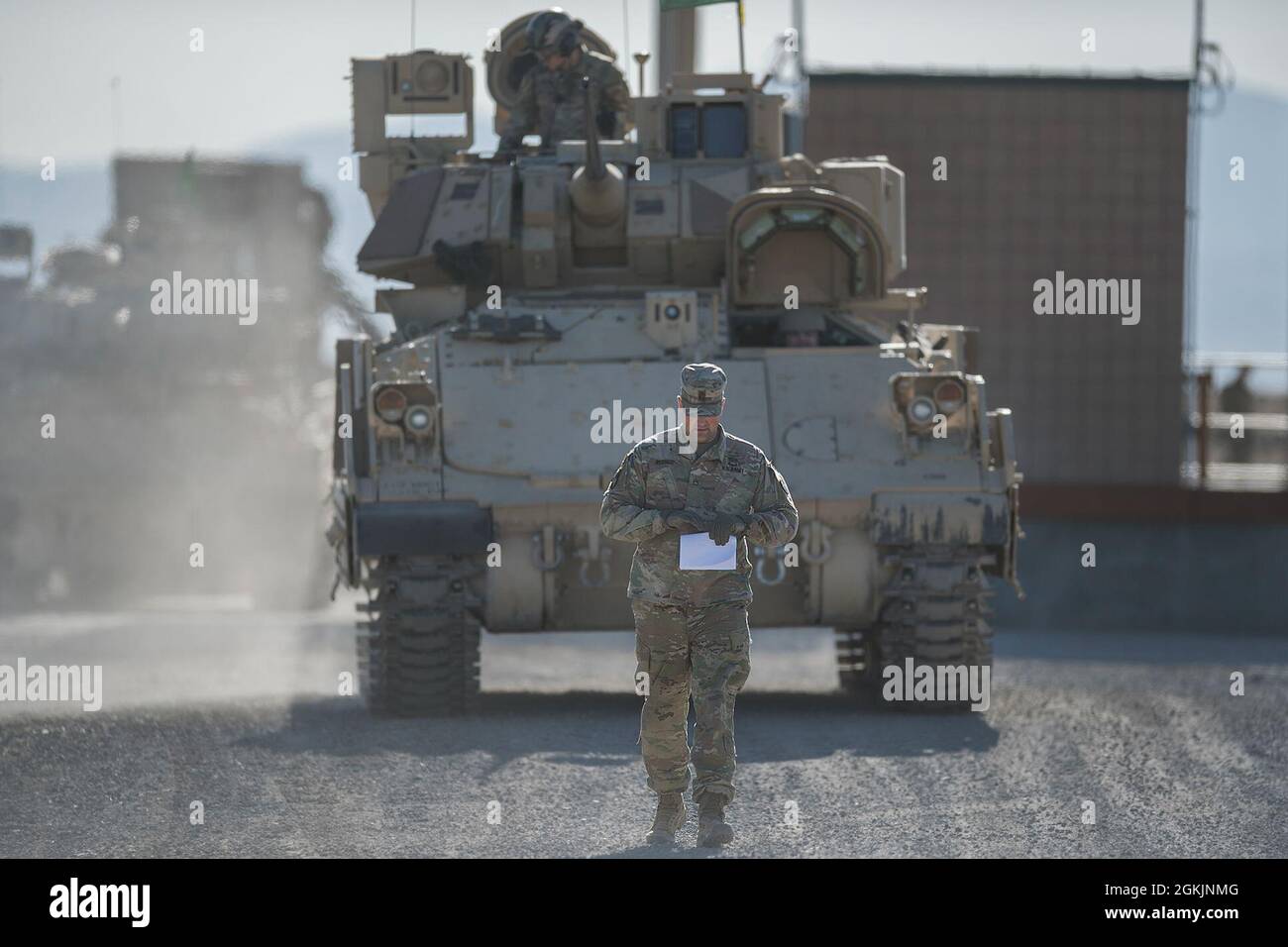 Idaho Army National Guard Sgt.1st Class Travis Wegner leads a Bradley ...