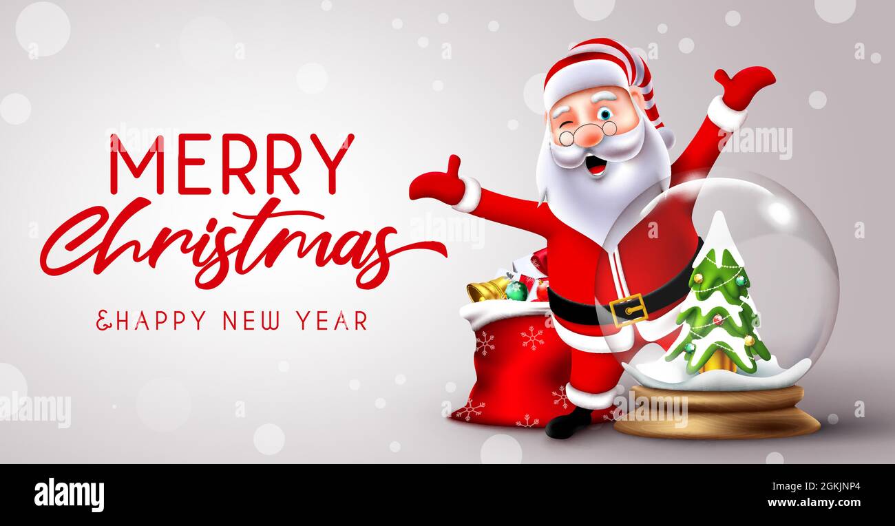 Christmas santa greeting vector concept design. Merry Christmas text ...
