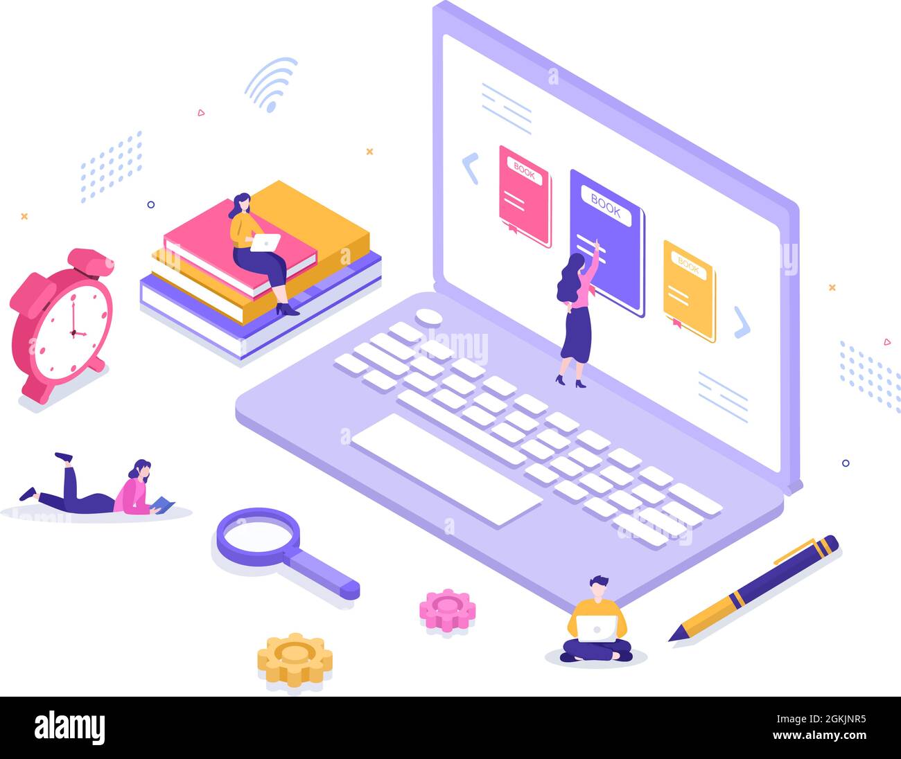 Online Library Digital Education Background with Distance Learning ...