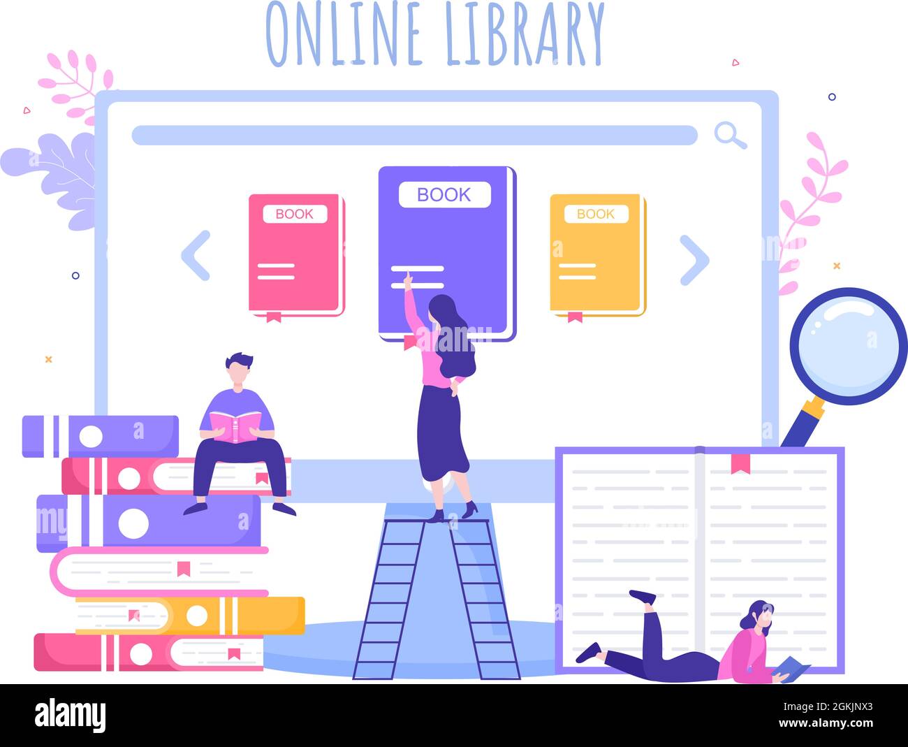 Online Library Digital Education Background with Distance Learning ...