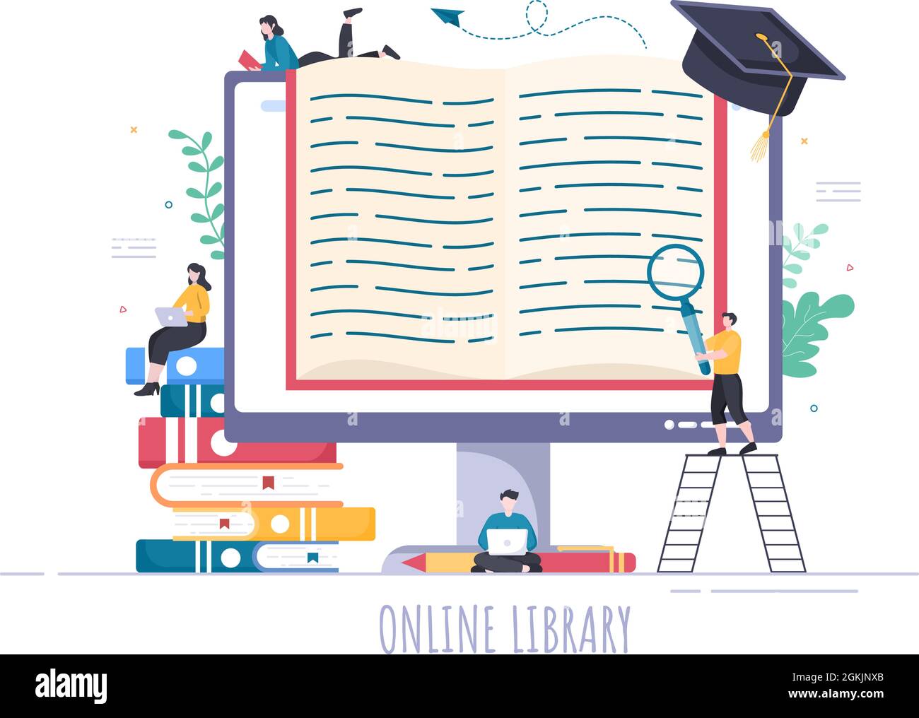 Online Library Digital Education Background with Distance Learning ...