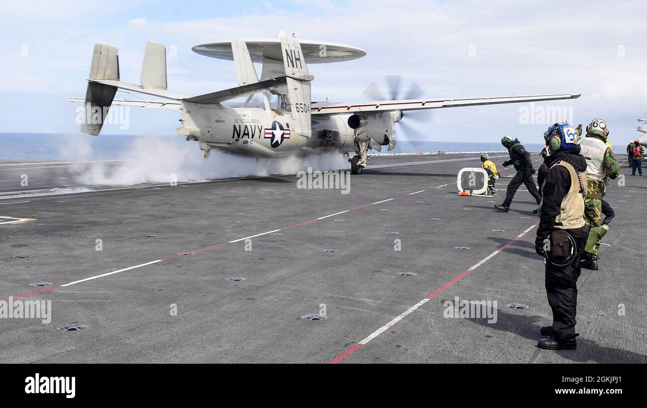 An E-2C Hawkeye, assigned to the “Liberty Bells” of Airborne Command ...