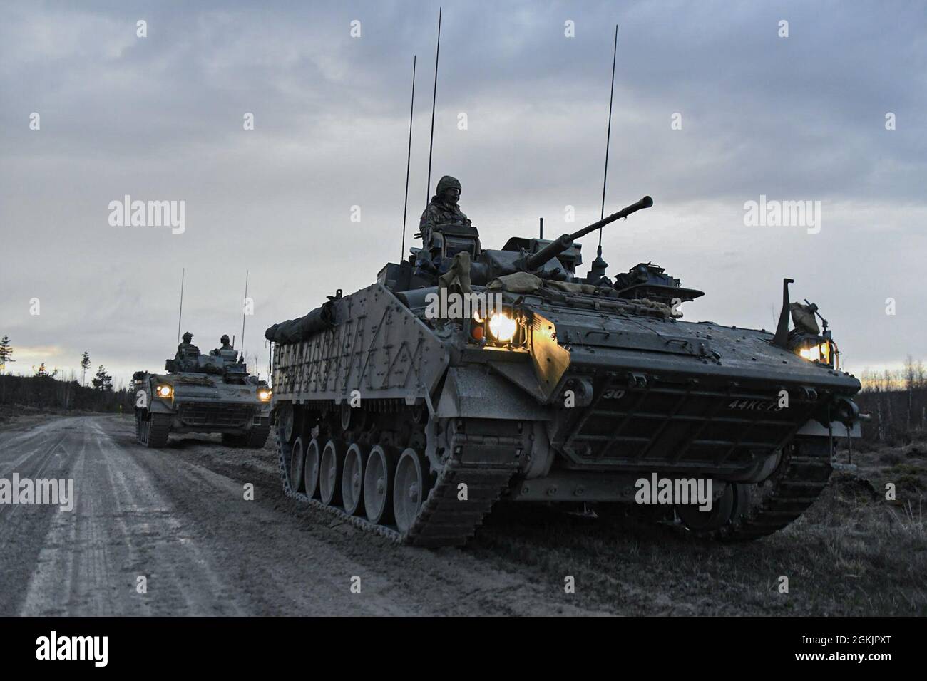 Warrior infantry fighting vehicles assigned to Charlie Battery, 3rd ...