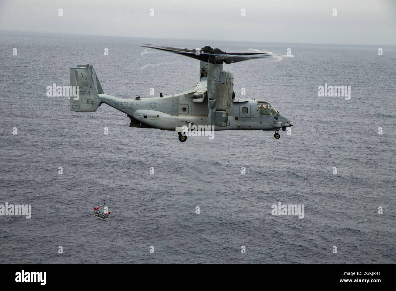 A U.S. Marine Corps MV-22B Osprey assigned to Marine Medium Tiltrotor ...