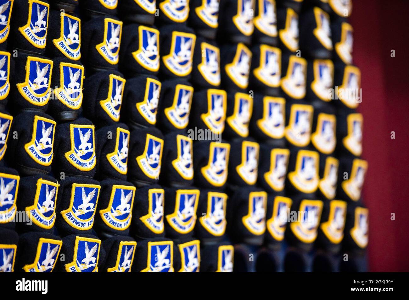 Security Forces berets are displayed during the Security Forces Academy ...