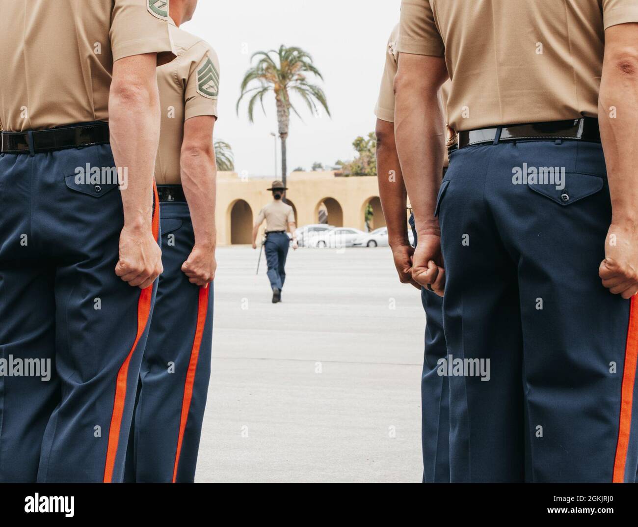 The Parade Adjutant marches to position in order to execute the ...