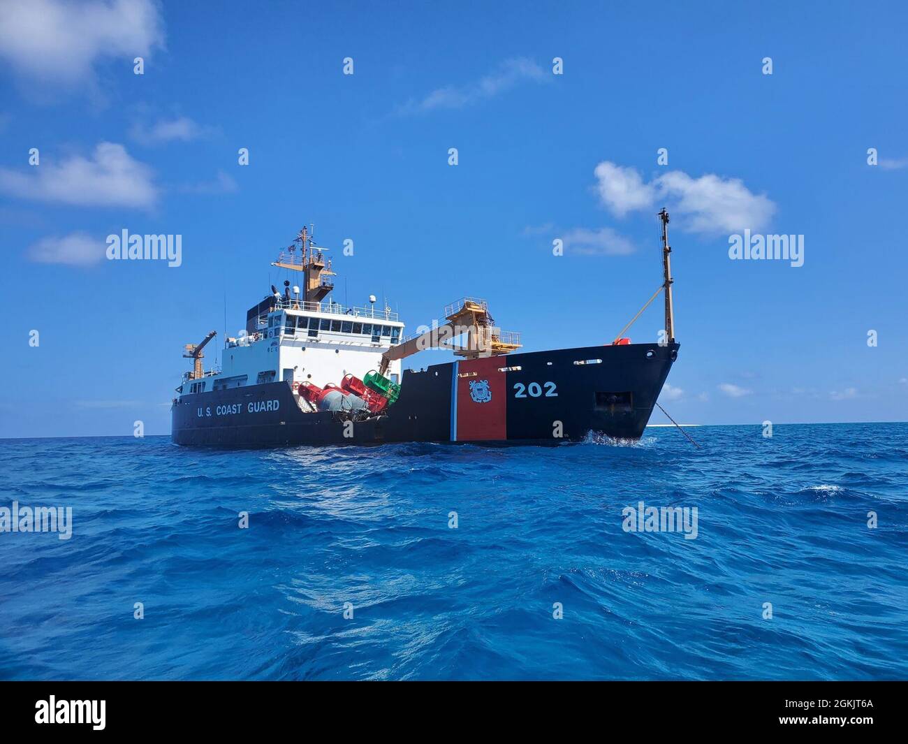 Coast Guard Cutter Willow servicing Aids to Navigation buoys in Puerto ...
