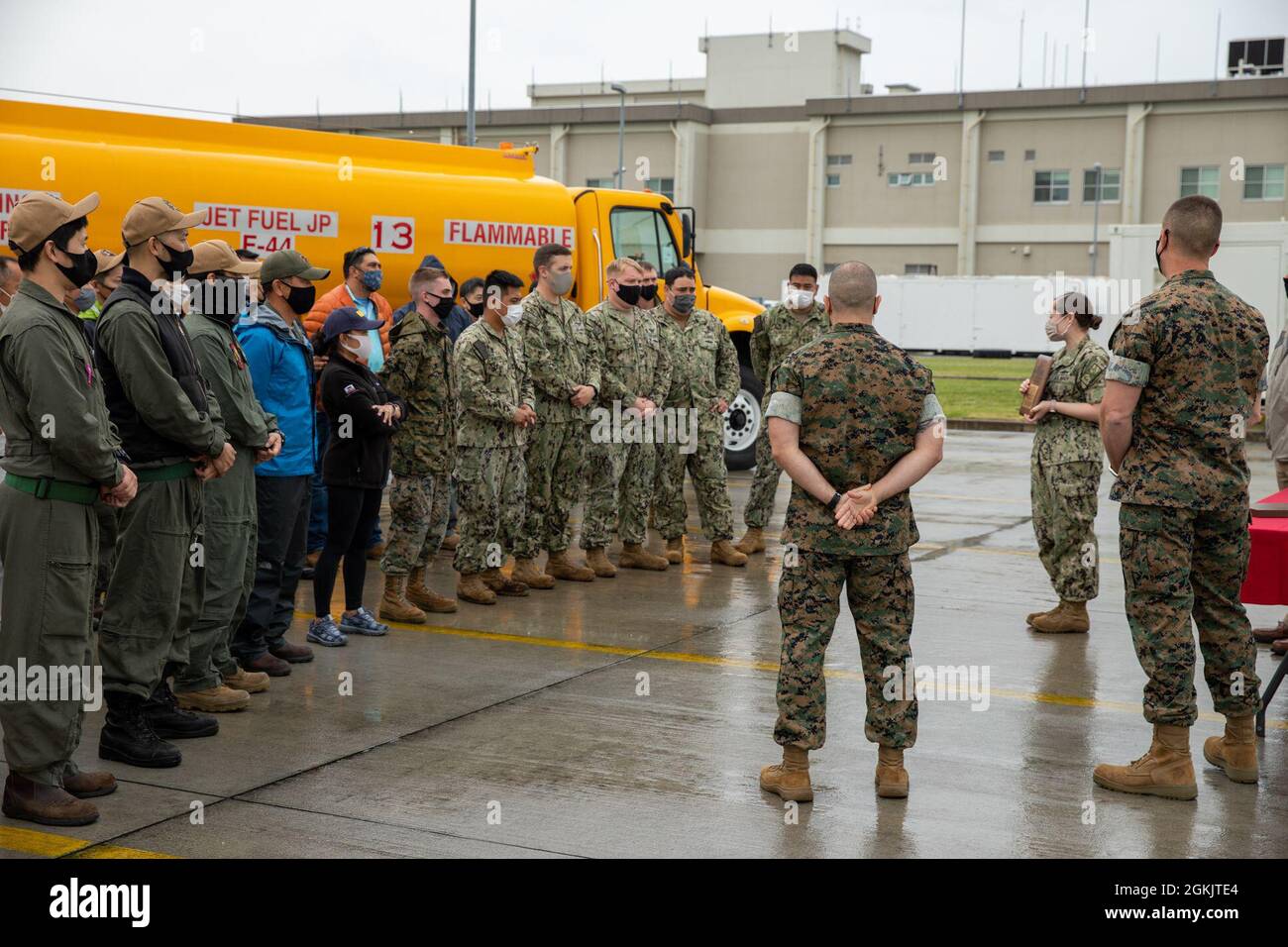 Col. Lance Lewis, right, commanding officer of Marine Corps Air Station ...