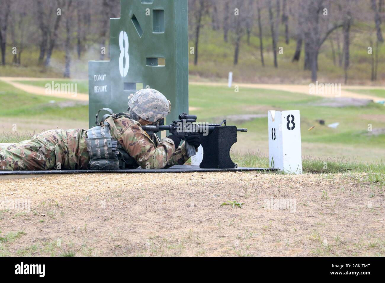 Sgt. 1st Class Kayla Wetzel, 327th Engineer Company, engages a target ...