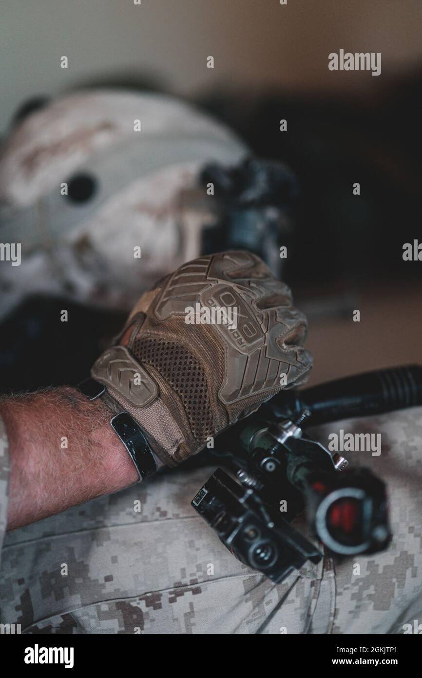 A U.S. Marine with 1st Marine Division awaits orders during Marine Air ...