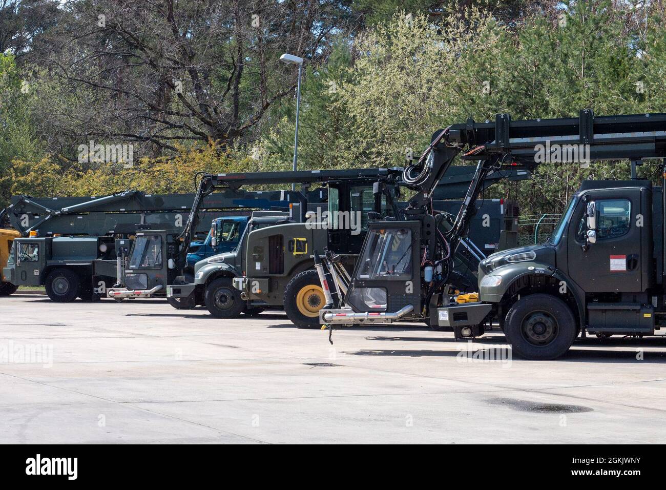 De-icing vehicles sit parked at the 86th Vehicle Readiness Squadron at ...