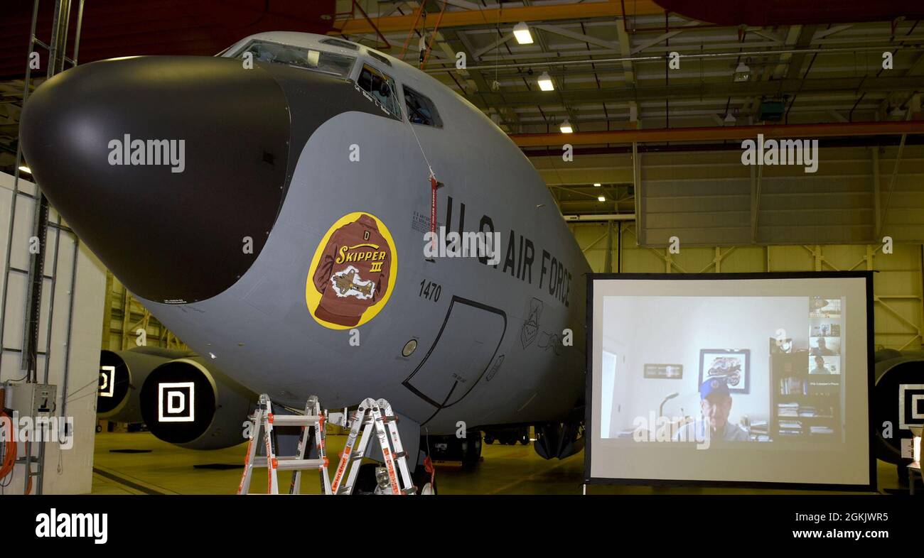 A U.S. Air Force KC-135 Stratotanker aircraft adorns the 100th Air ...