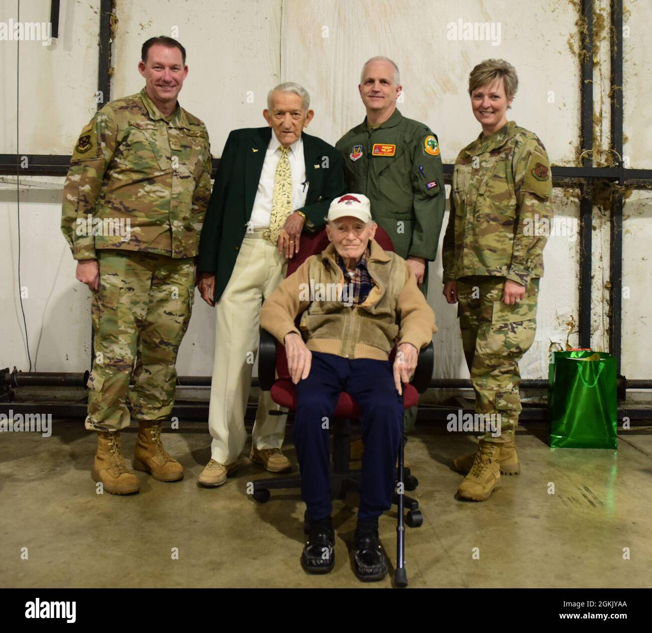 U.S. Air Force Lt. Col. (retired) Darrell Larkin poses for a group ...