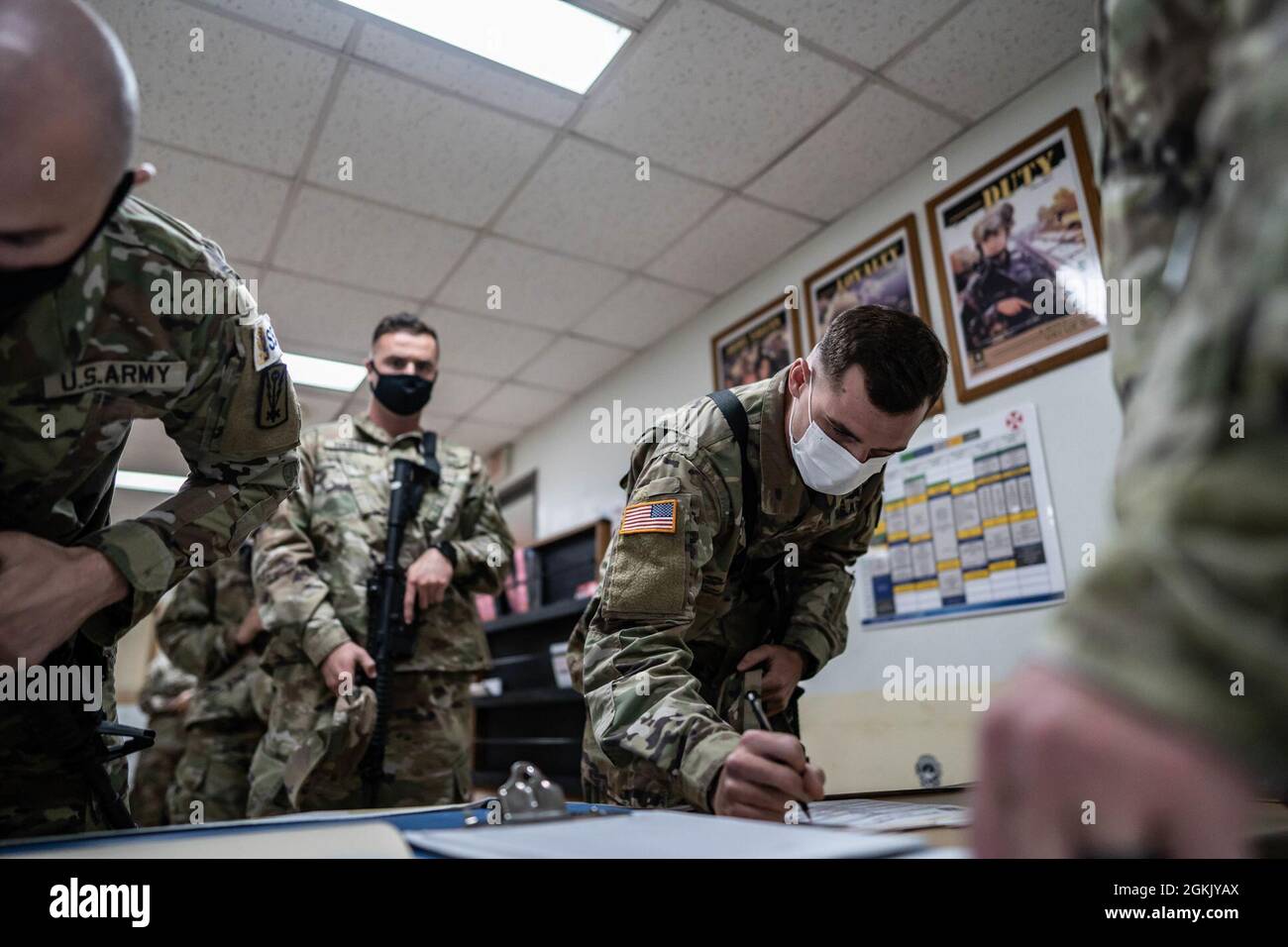 Soldiers in-processes at Camp Casey, South Korea, May 8, 2021 for the ...