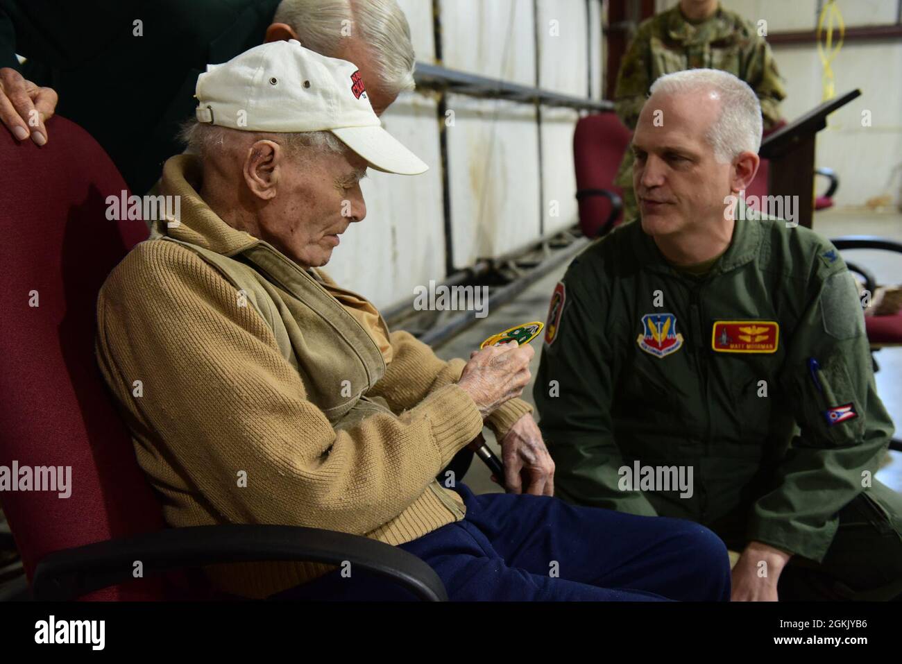U.S. Air Force Lt. Col. (retired) Darrell Larkin is given a 178th Wing ...