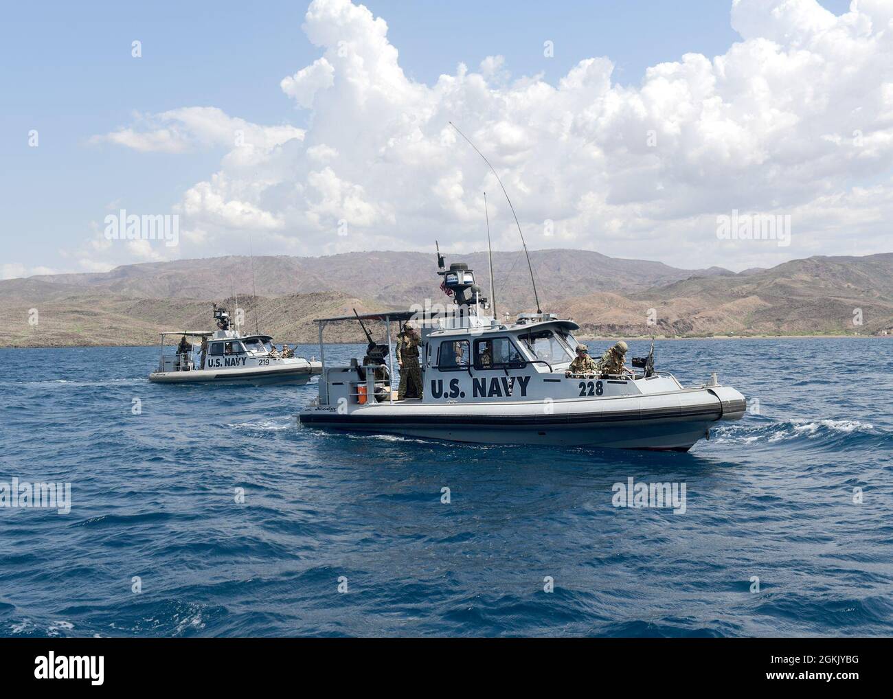 GULF OF TADJOURA (May 13, 2021) Two 34-foot Dauntless-class patrol boat ...