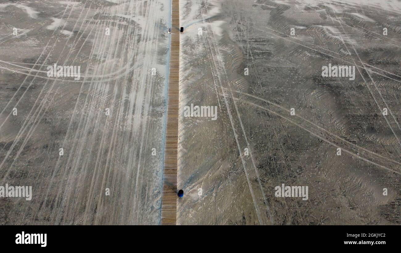 Aerial view of a boardwalk on the beach in Wildwood, NJ Stock Photo - Alamy