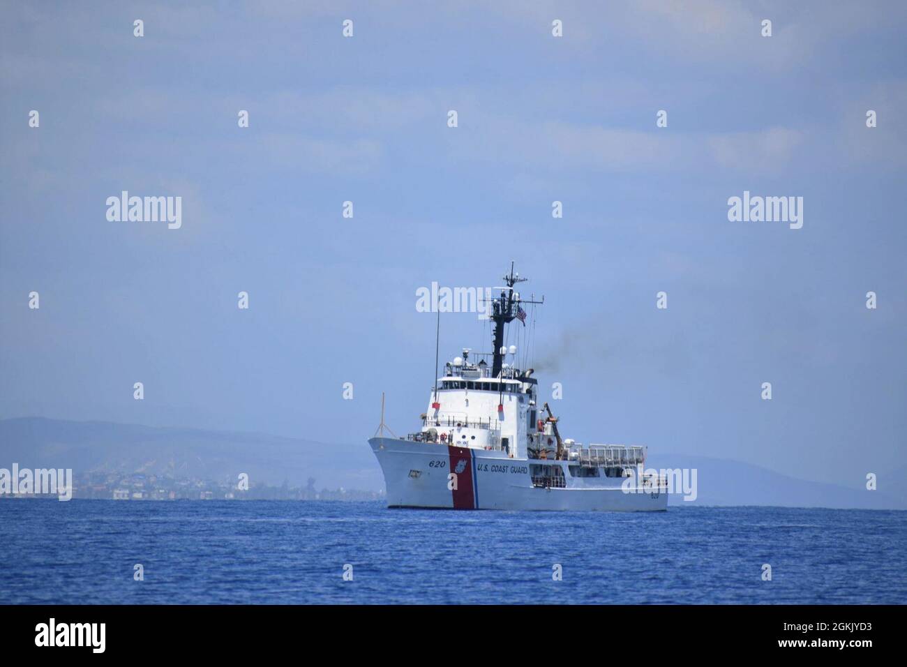 The Coast Guard Cutter Resolute transits in the Isle de la Tortue Canal ...