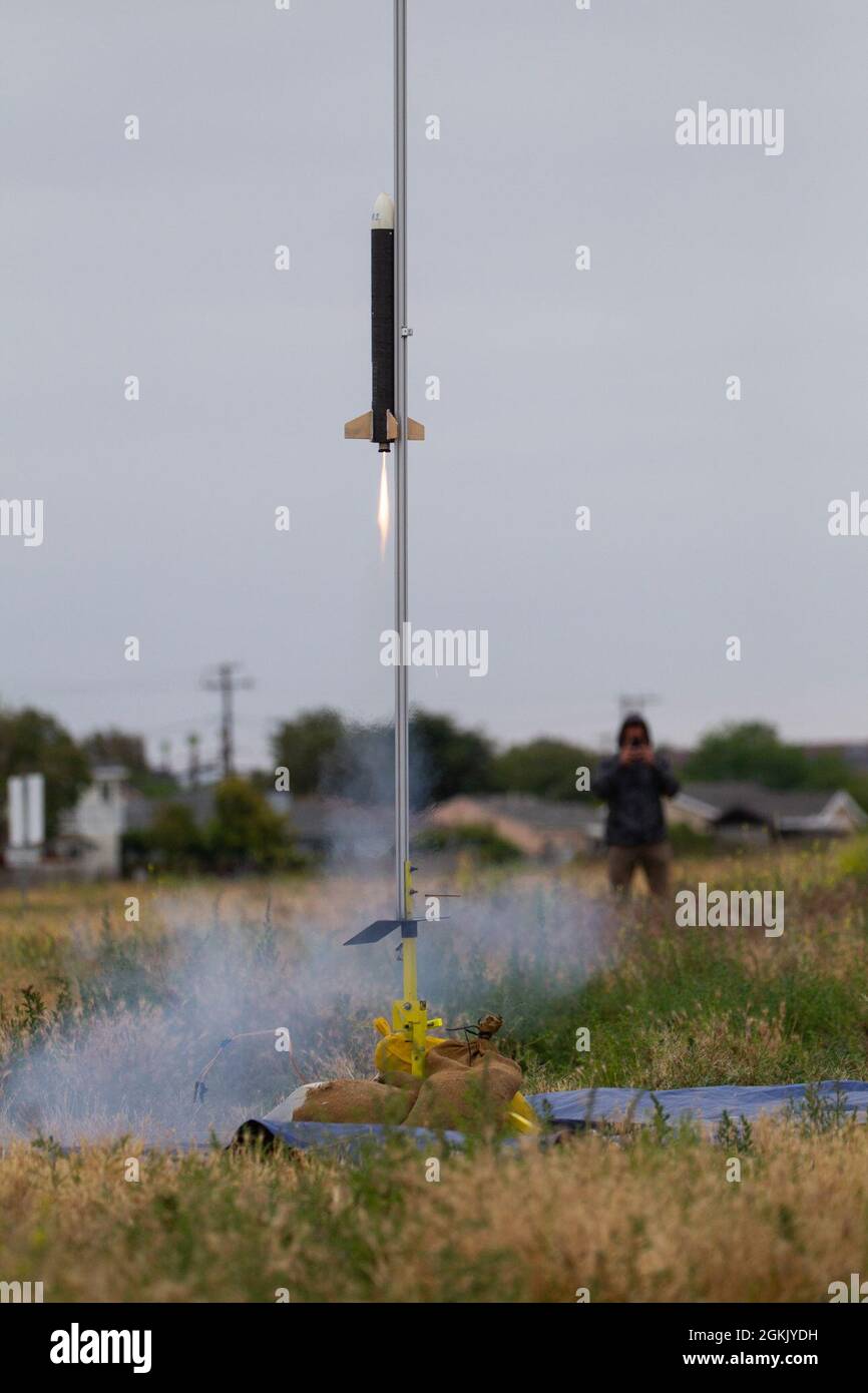 A custom-built carbon fiber rocket is launched by the STABASE Los ...