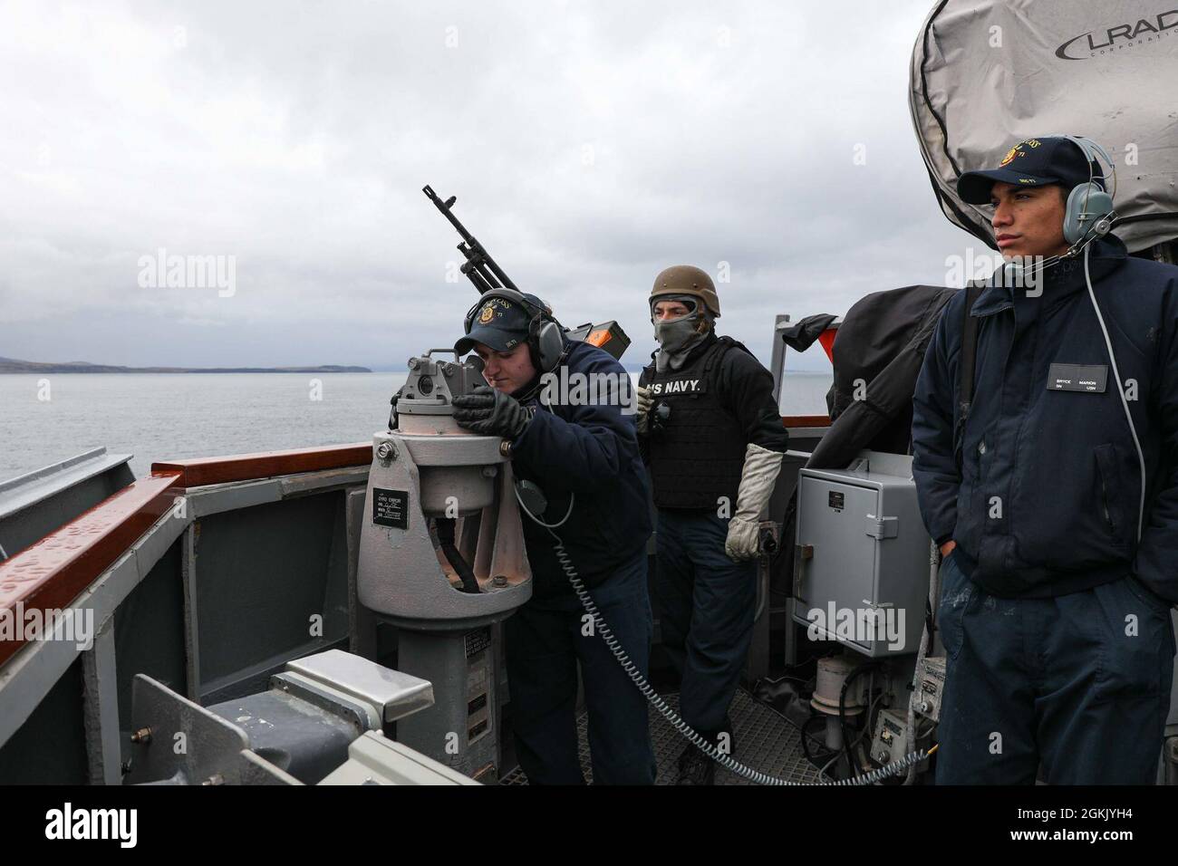 IRISH SEA (May 9, 2021) Quartermaster 2nd Class Amy Girdler, left ...